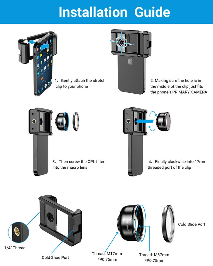 NEW 100mm Macro Phone Lens Kit with Multi-Function Lens Clip - Apexel ...